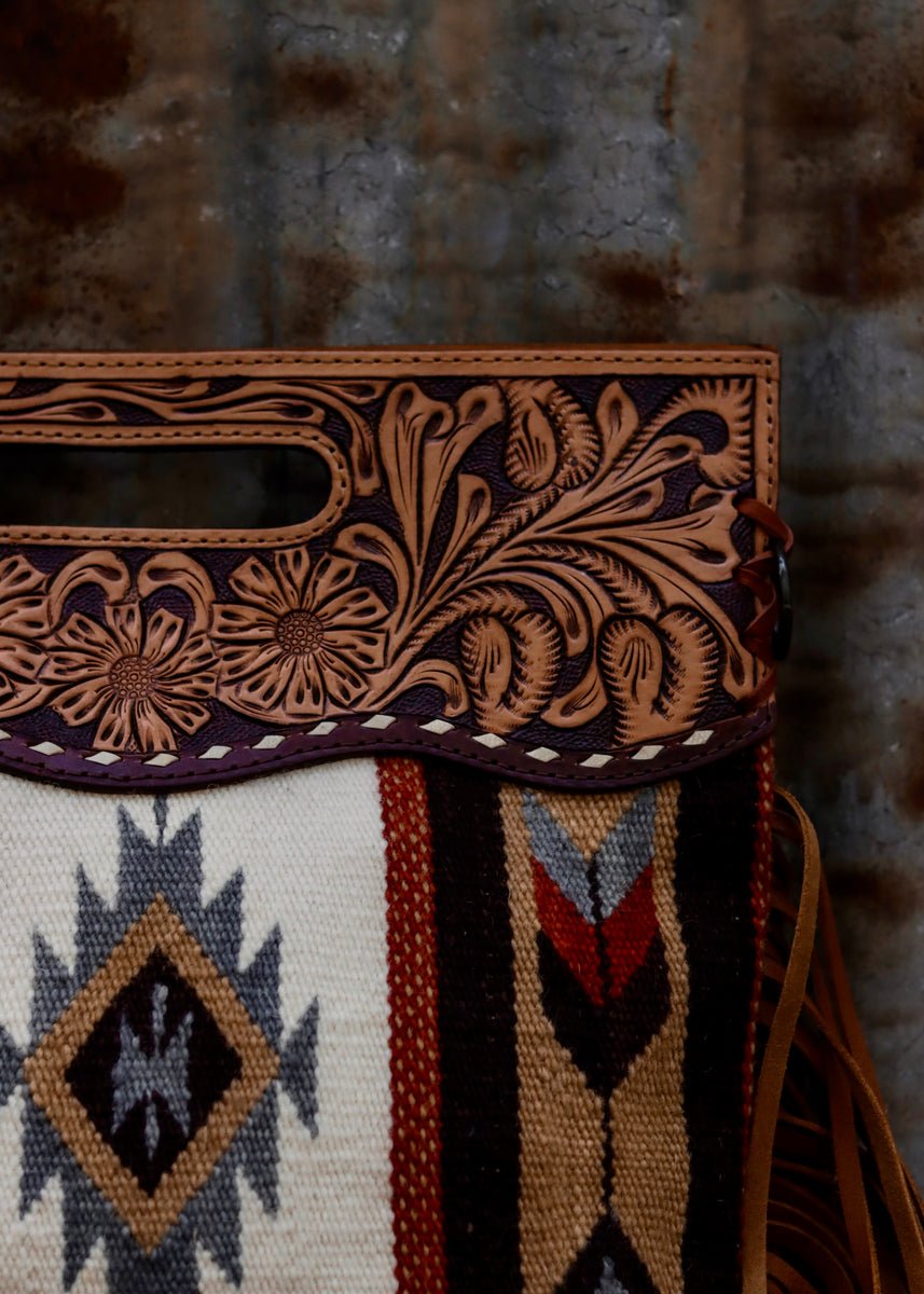 Connie Tooled Leather Saddle Blanket Bag | Mack & Co Designs Australia