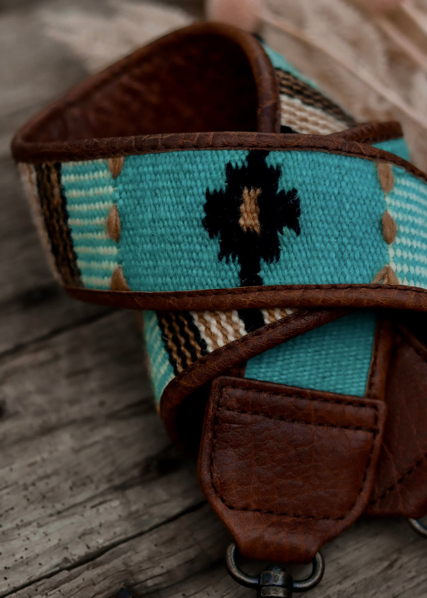 Saddle Blanket & Leather Bag Strap in Turquoise | Mack & Co Designs ...