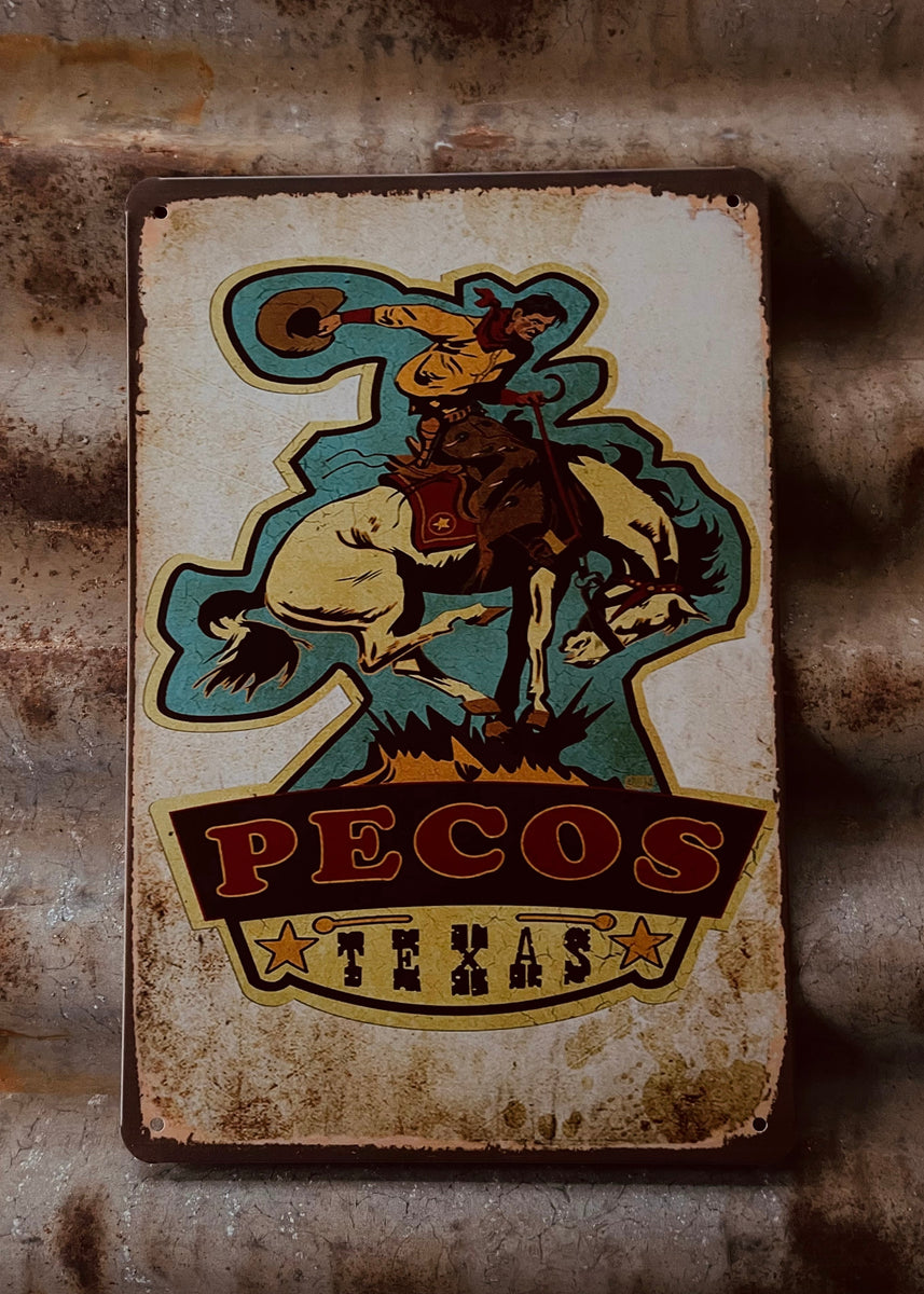 Pecos Texas Tin Sign | Mack & Co Designs Australia