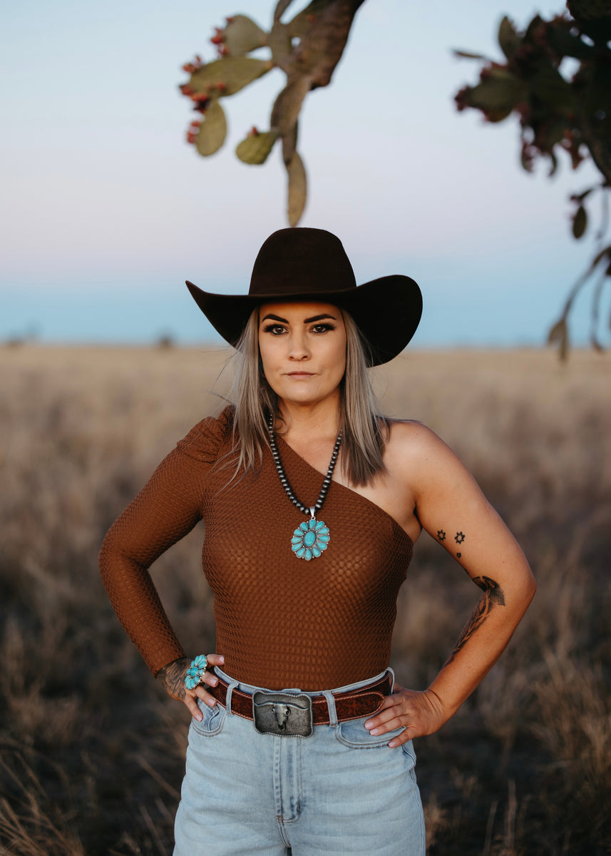 Maxine Cold Shoulder Bodysuit In Mocha | Mack & Co Designs Australia